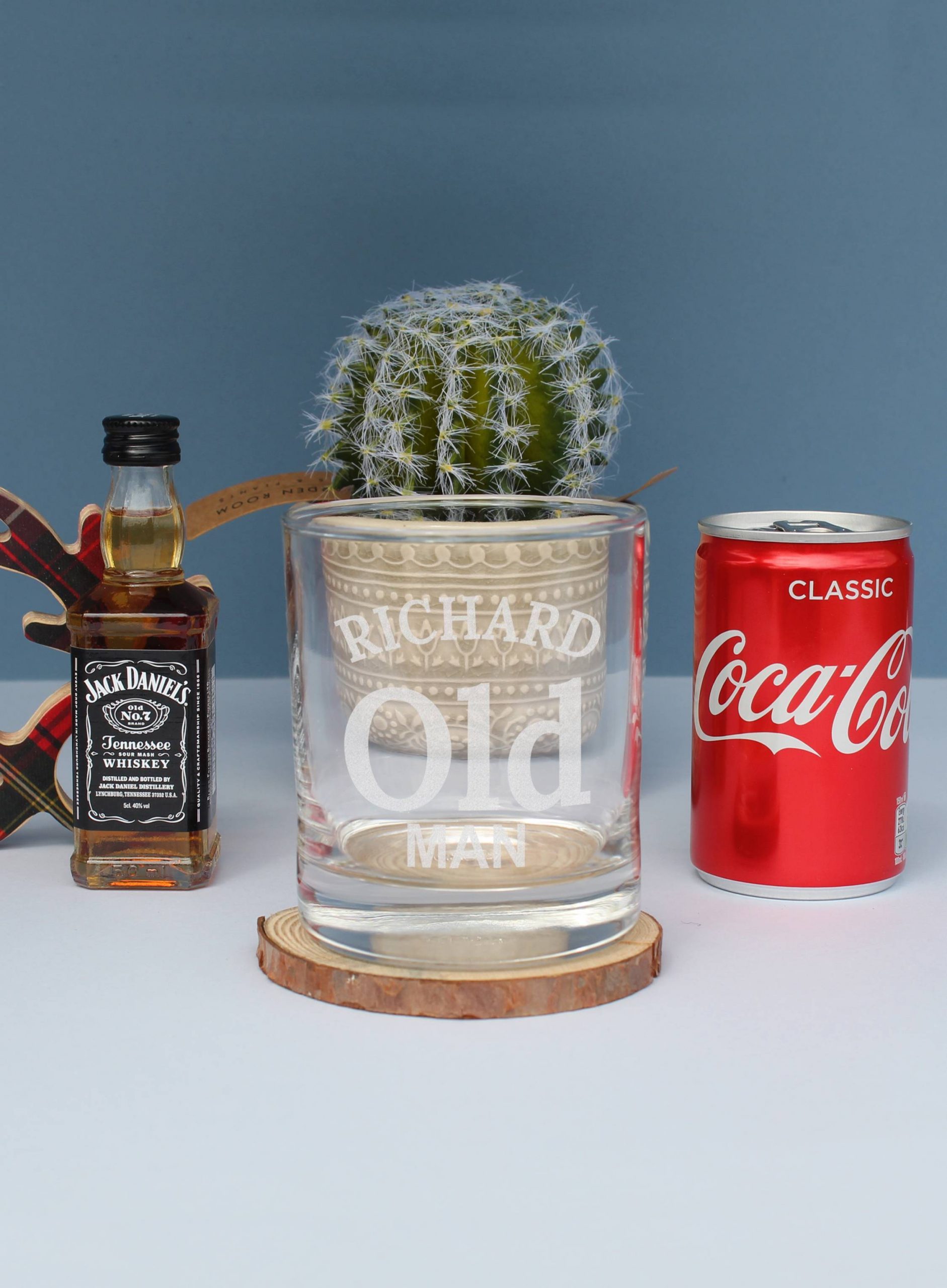 Miniature Jack Daniels & Coke Old Man Personalised Glass Gift Set ...