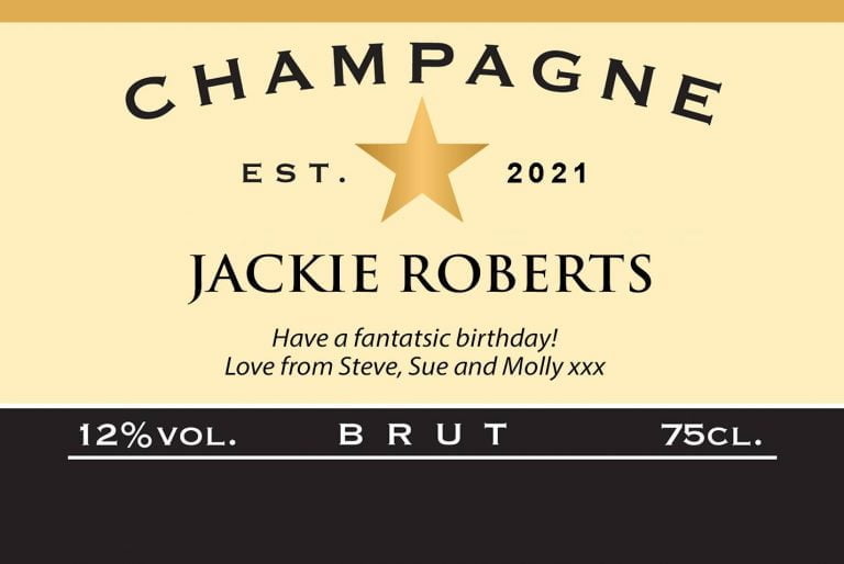 Authentic Star - Personalised Champagne Label | Personalised Bottle Labels