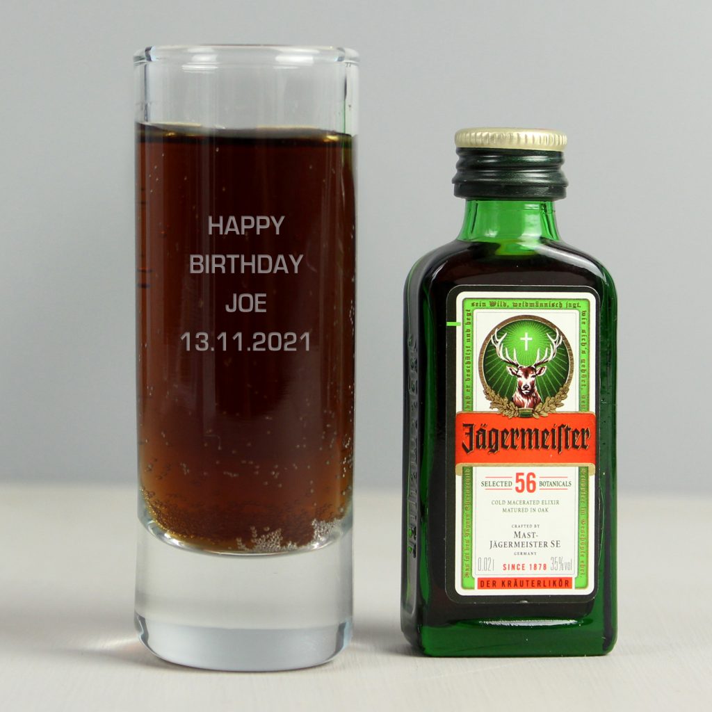 Personalised Shot Glass And Miniature Jagermeister - Text Only ...