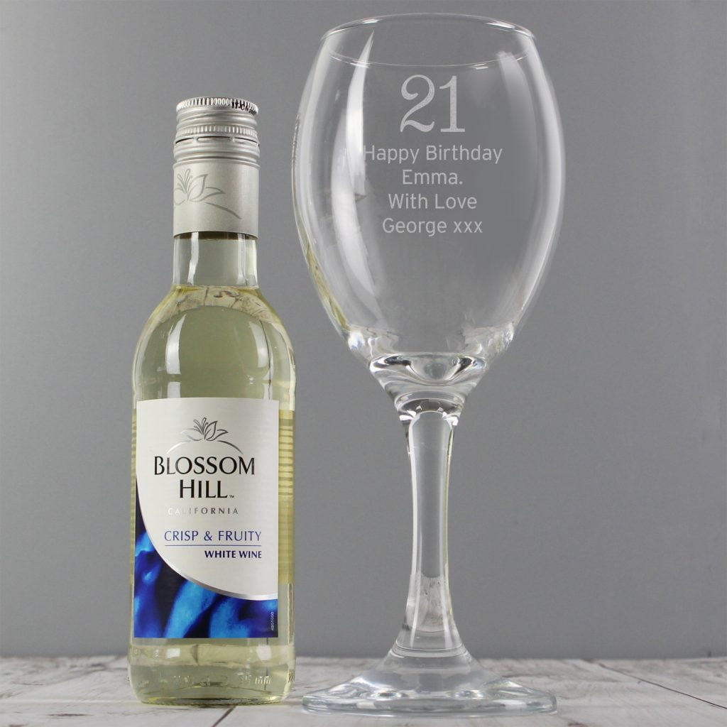 Personalised White Wine & Big Age Wine Glass Set | Personalised Bottle ...