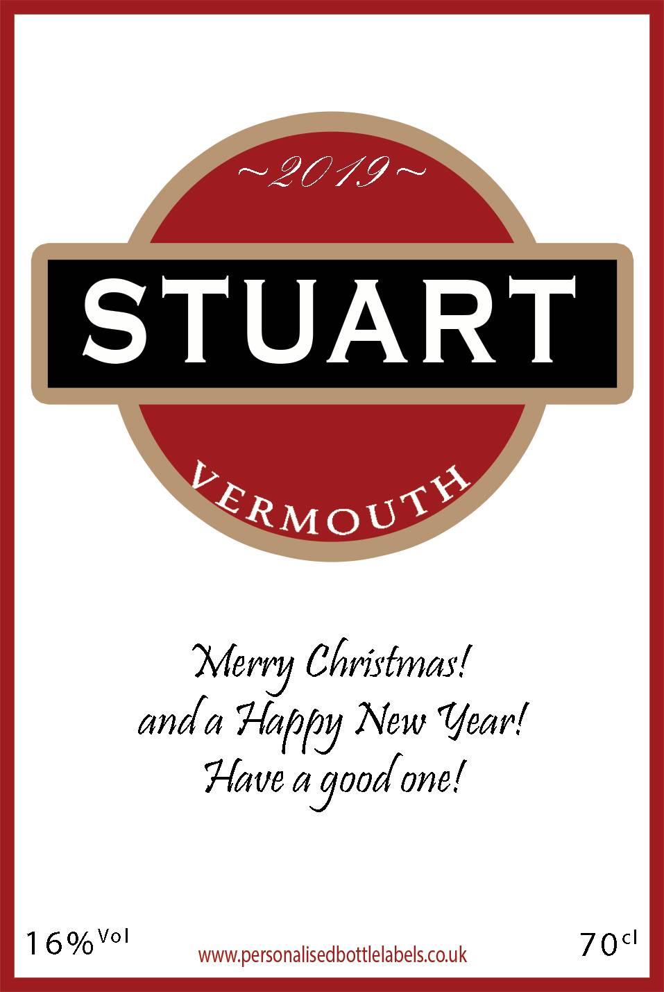 Personalised Vermouth Bottle Label | Personalised Bottle Labels