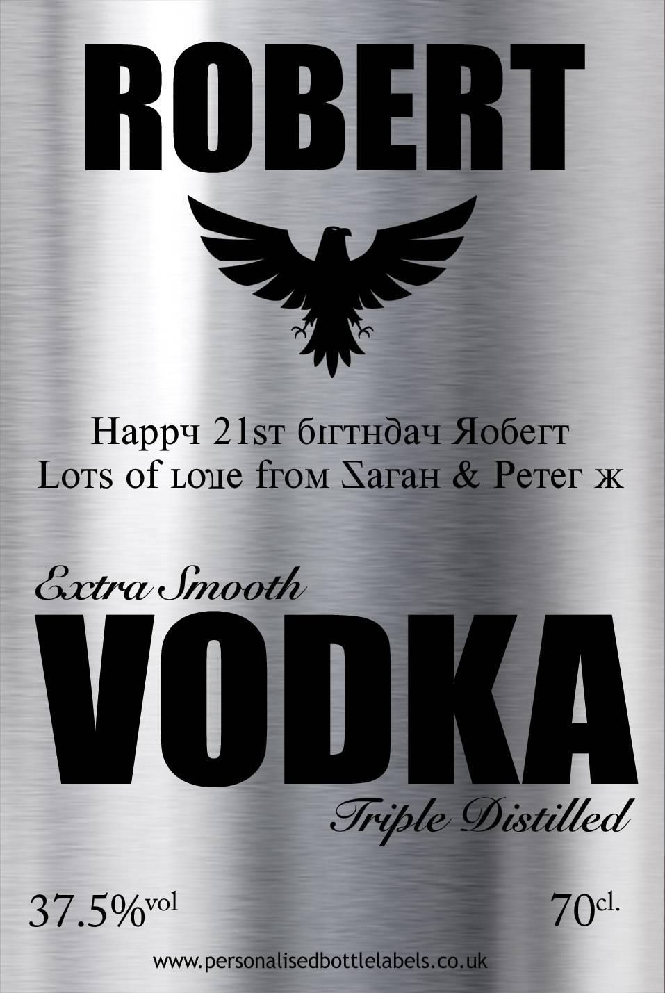 Personalised Silver And Black Vodka Label For Any Occasion | Personalised Bottle Labels