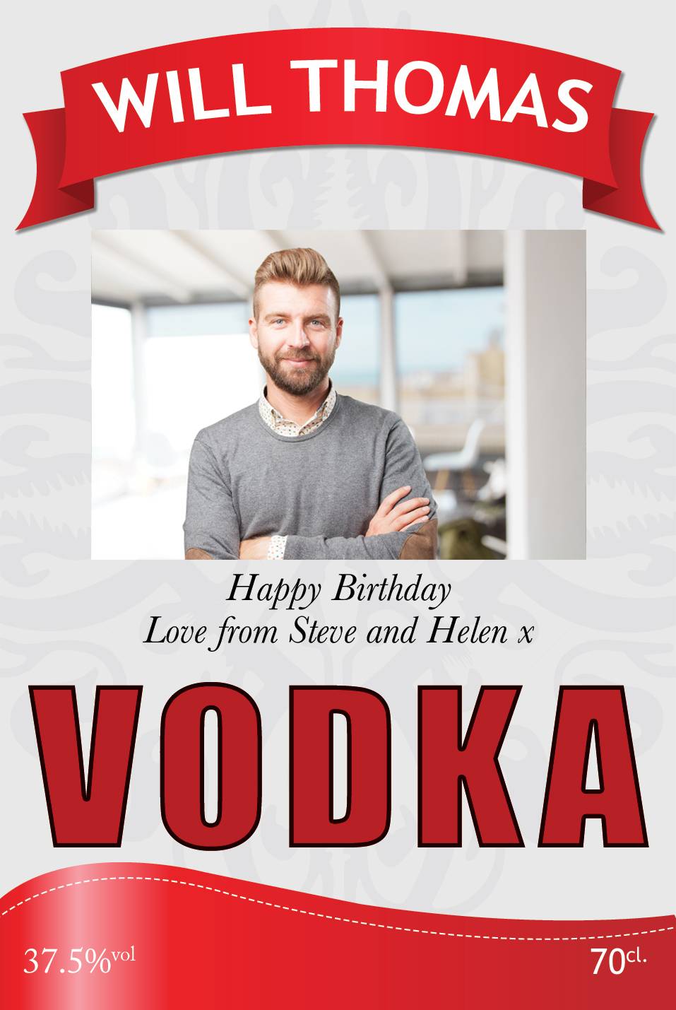 Personalised Photo Vodka Bottle Label NEW Design | Personalised Bottle Labels