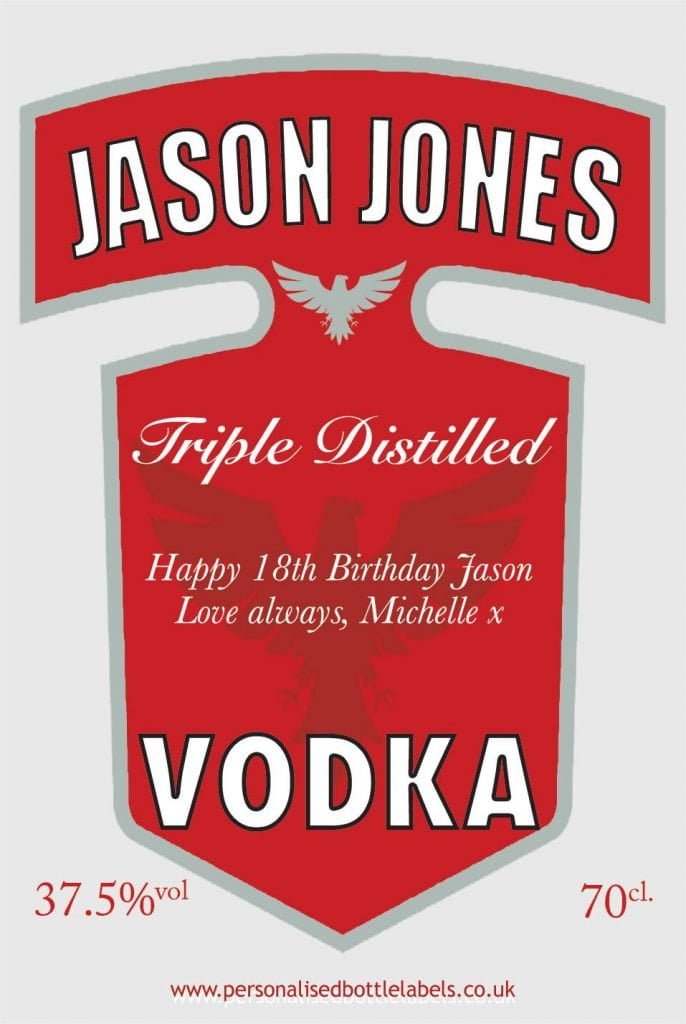 Personalised Vodka Labels | Personalised Bottle Labels