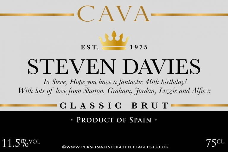 Personalised Authentic Grey Cava Label | Personalised Bottle Labels