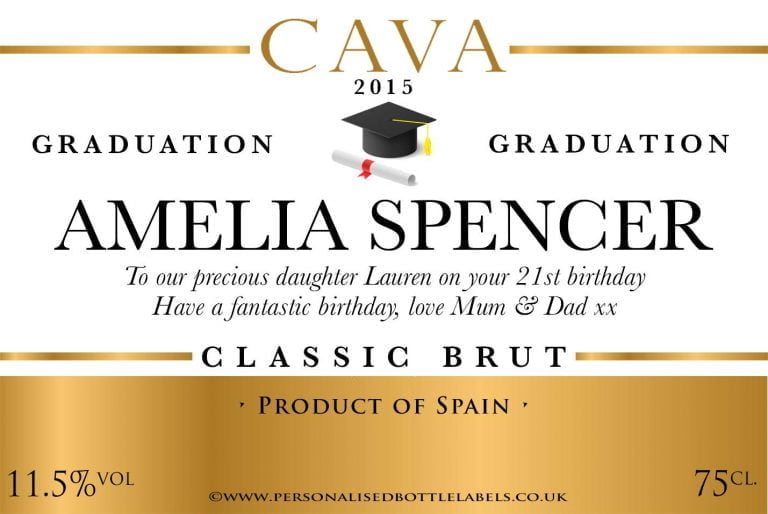 Personalised Graduation Cava Label | Personalised Bottle Labels