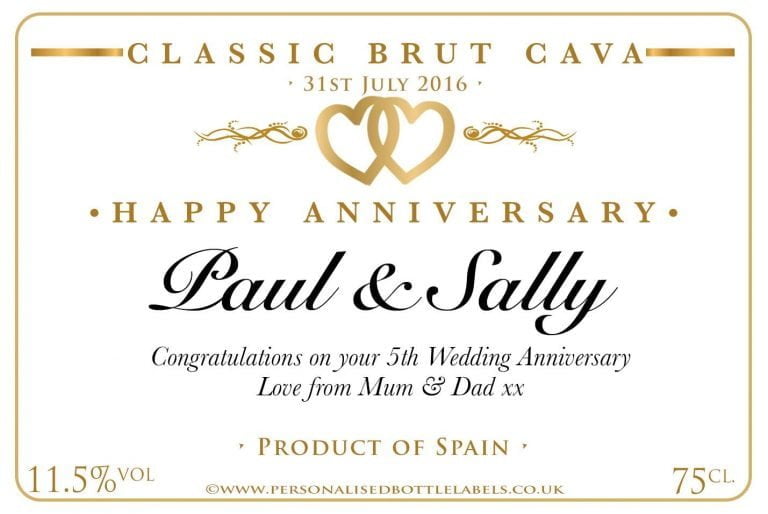 Personalised Anniversary Cava Label | Personalised Bottle Labels
