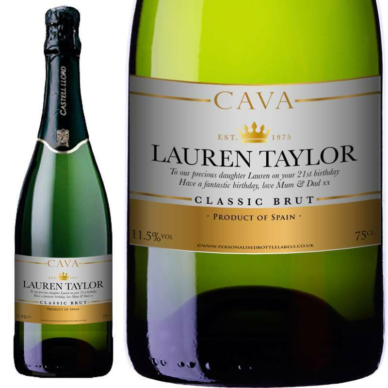 Personalised Birthday Cava - Gold Border - Personalised Bottle Labels