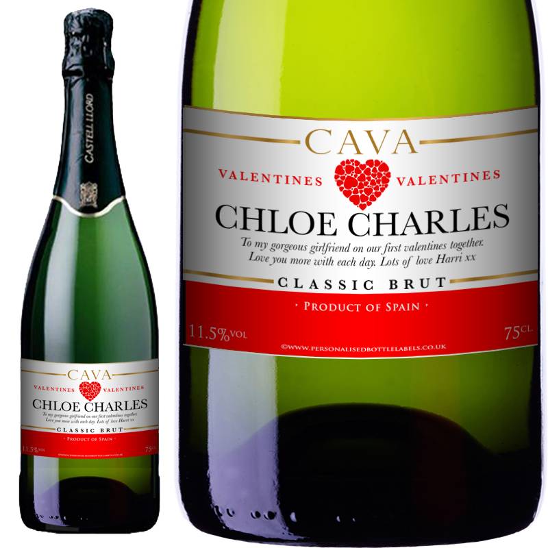 Personalised Valentines Cava | Personalised Bottle Labels