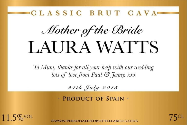 Personalised Wedding Title Cava Label | Personalised Bottle Labels