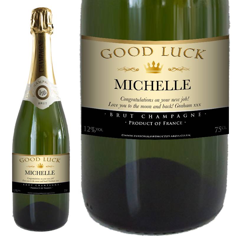 Personalised Good Luck Champagne | Personalised Bottle Labels