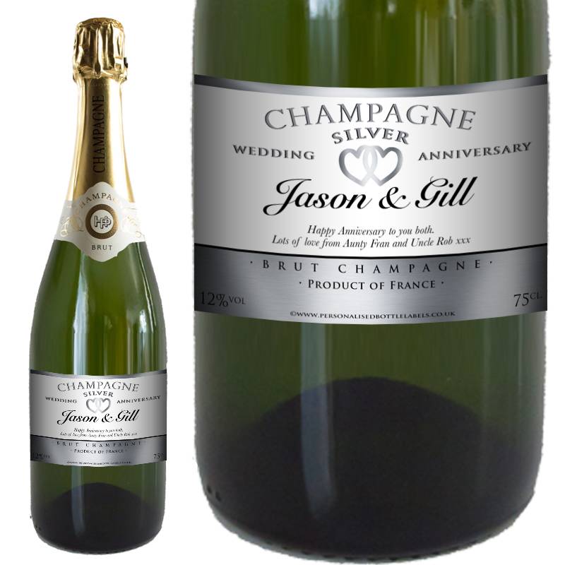 Personalised Silver Anniversary Champagne | Personalised Bottle Labels