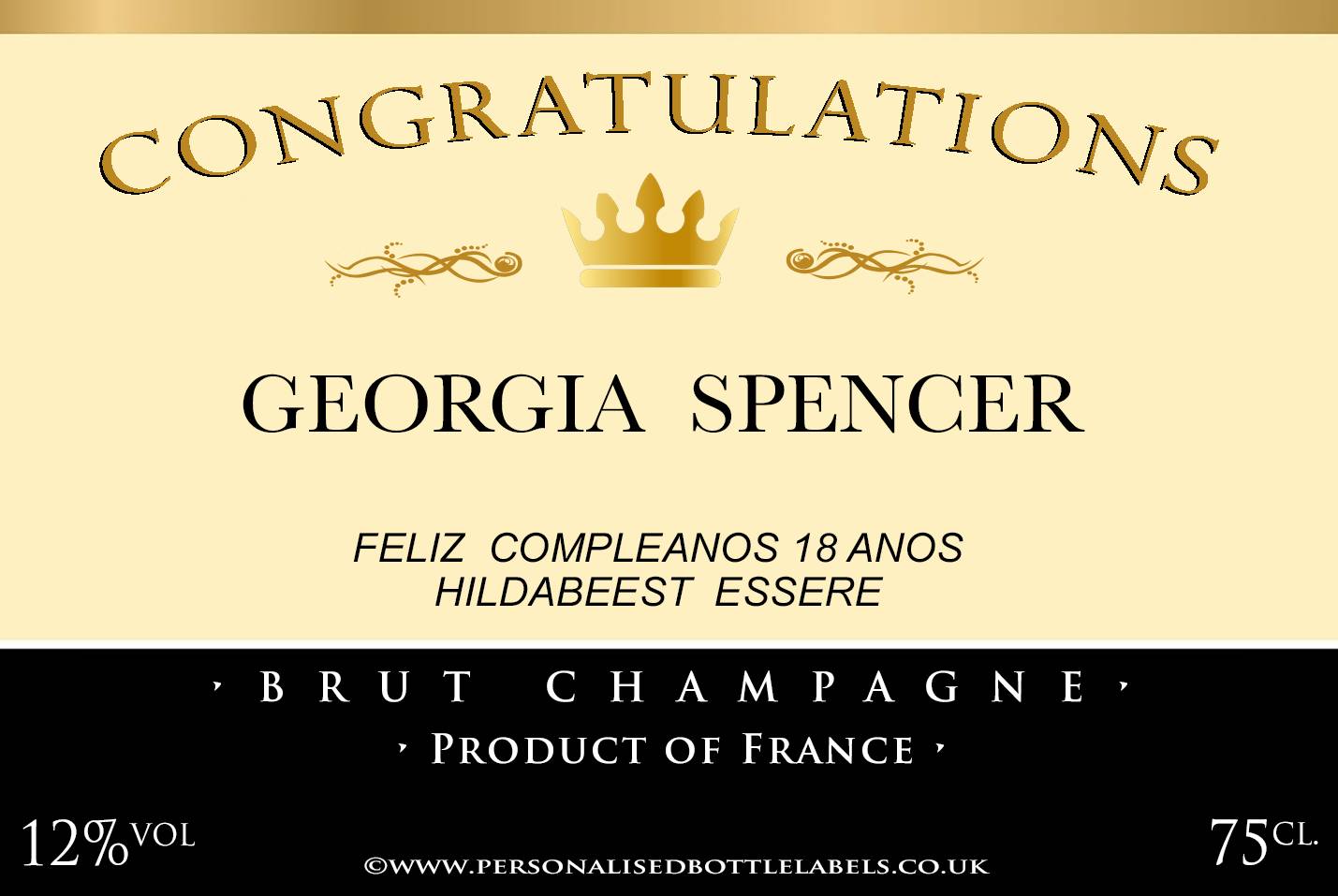 Personalised Congratulations Champagne Label | Personalised Bottle Labels