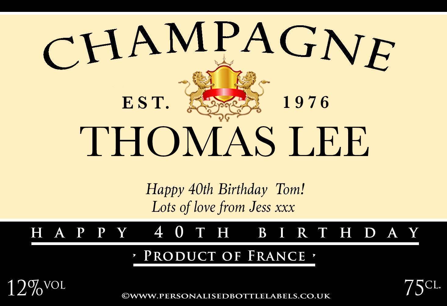 Personalised Champagne Labels | Personalised Bottle Labels