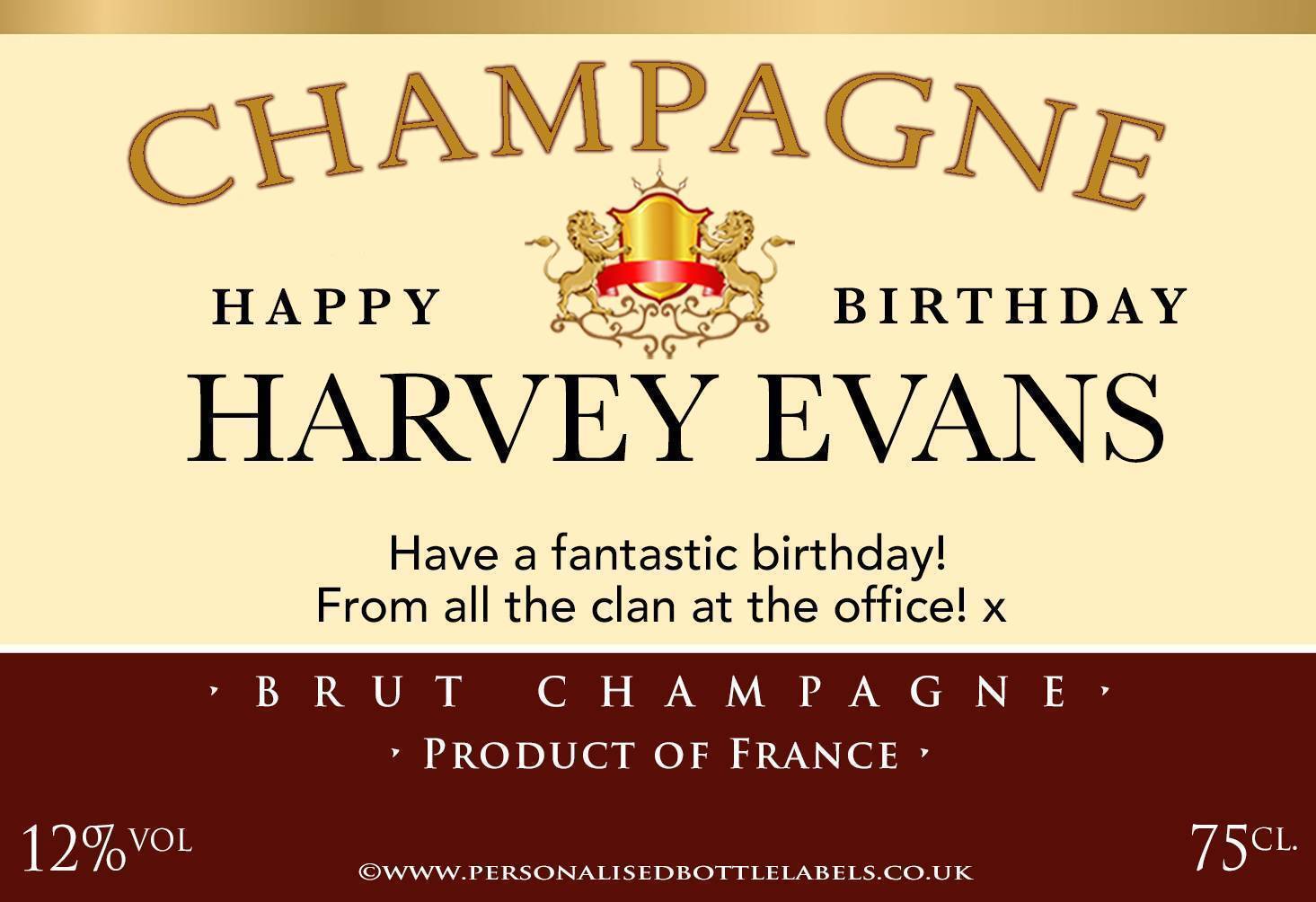 Personalised Champagne Labels | Personalised Bottle Labels