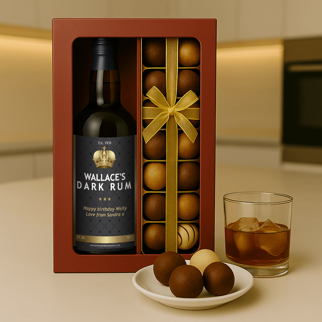 Personalised Dark Rum With Hand Made Truffles Gift Set | Personalised ...