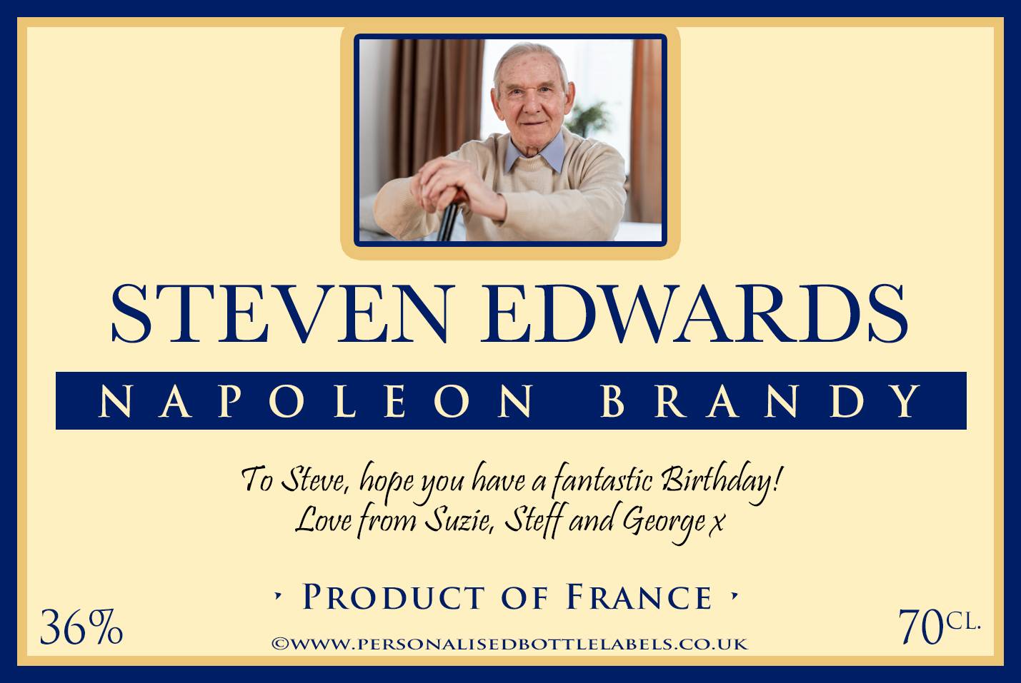 Personalised Authentic Brandy Label With Photo | Personalised Bottle Labels