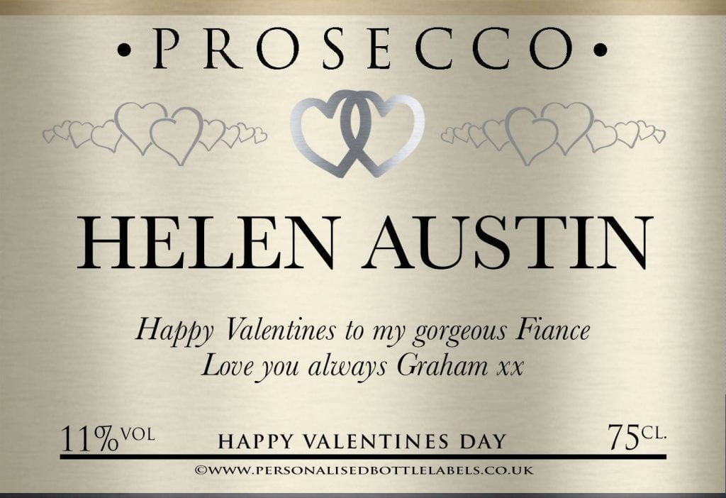 Personalised Valentine's Prosecco Label | Personalised Bottle Labels