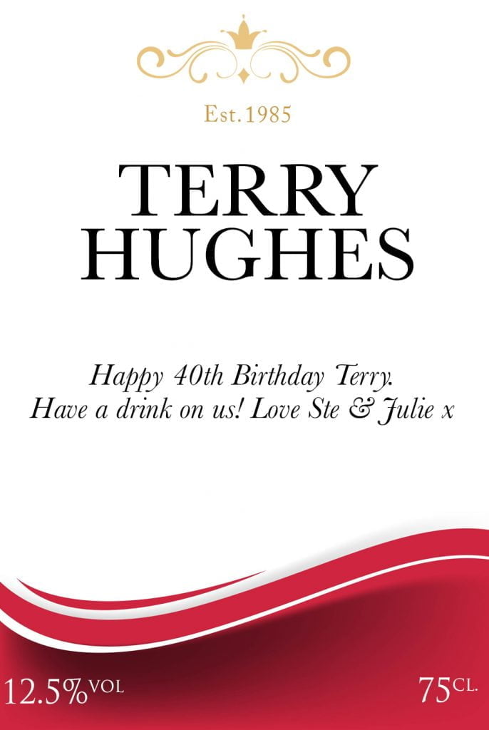 Personalised Swirl Red Wine Label | Personalised Bottle Labels