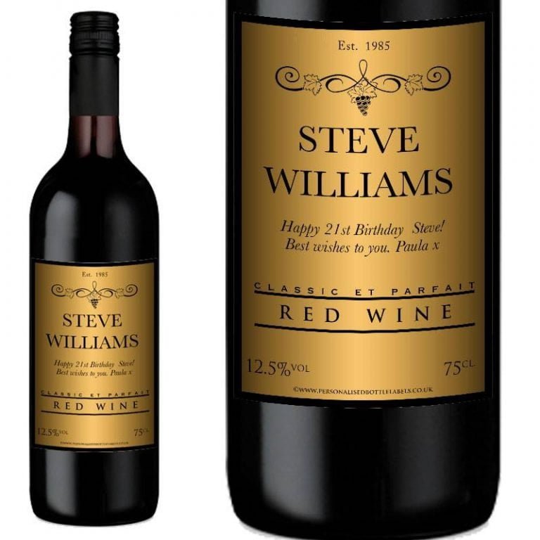 Personalised Red Wine - All Gold | Personalised Bottle Labels
