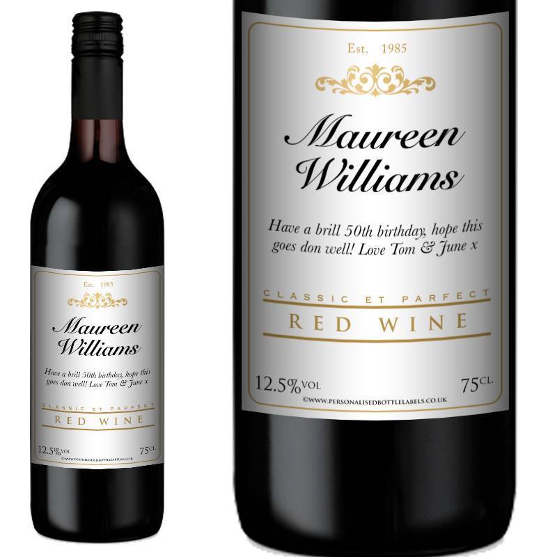 Personalised Red Wine - Classic White Label | Personalised Bottle Labels