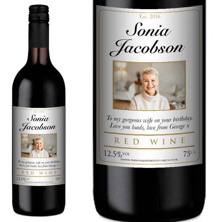 Personalised Photo Red Wine - Classic White | Personalised Bottle Labels