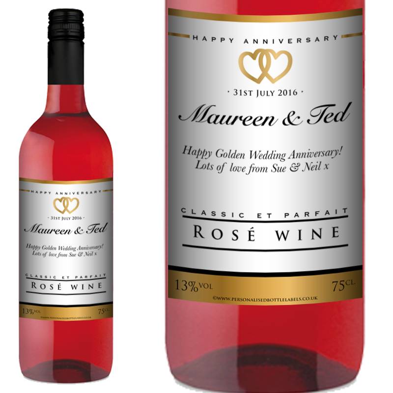 Personalised Anniversary Rosé Wine | Personalised Bottle Labels