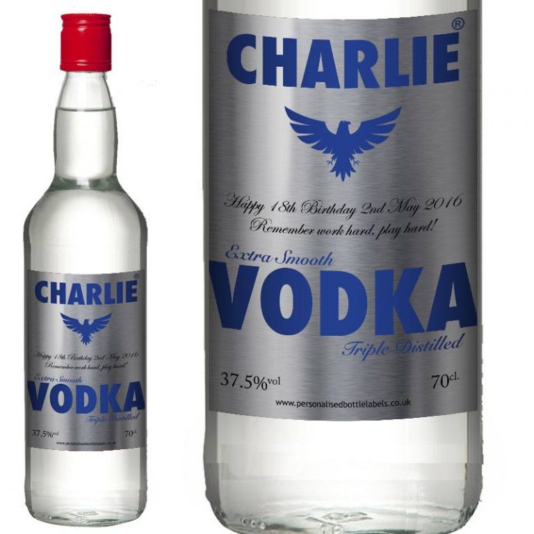 Personalised Vodka - Silver Blue | Personalised Bottle Labels