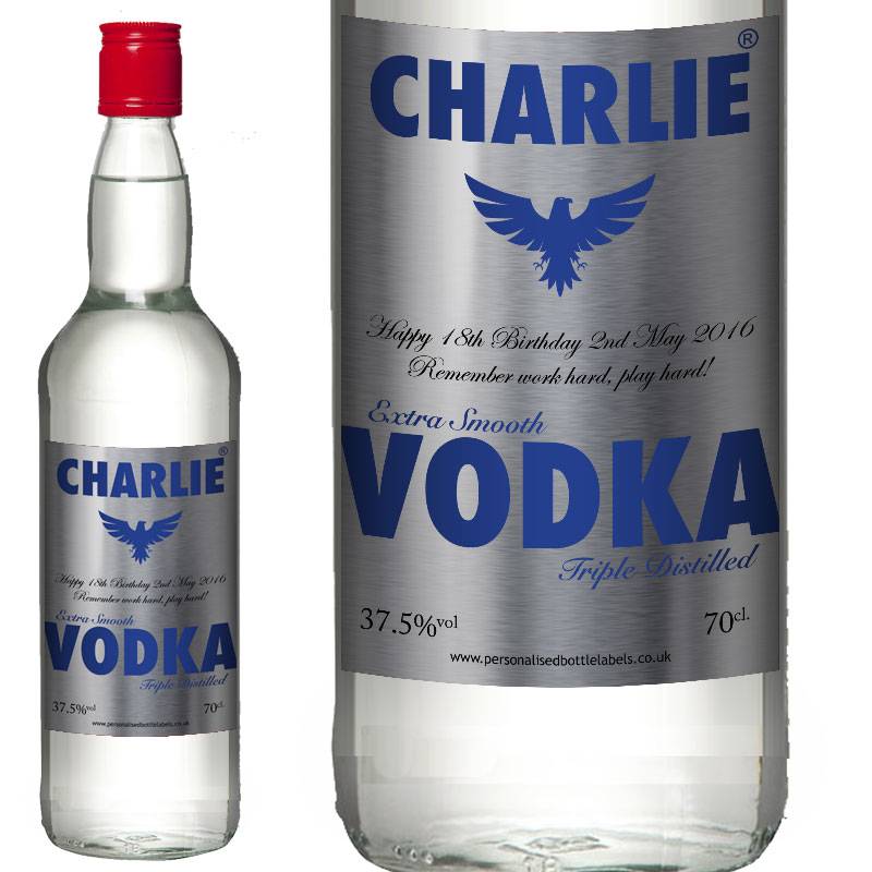 Personalised Vodka - Silver Blue | Personalised Bottle Labels