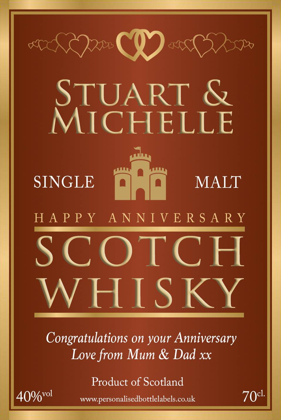 Personalised Anniversary Malt Whisky Label | Personalised Bottle Labels