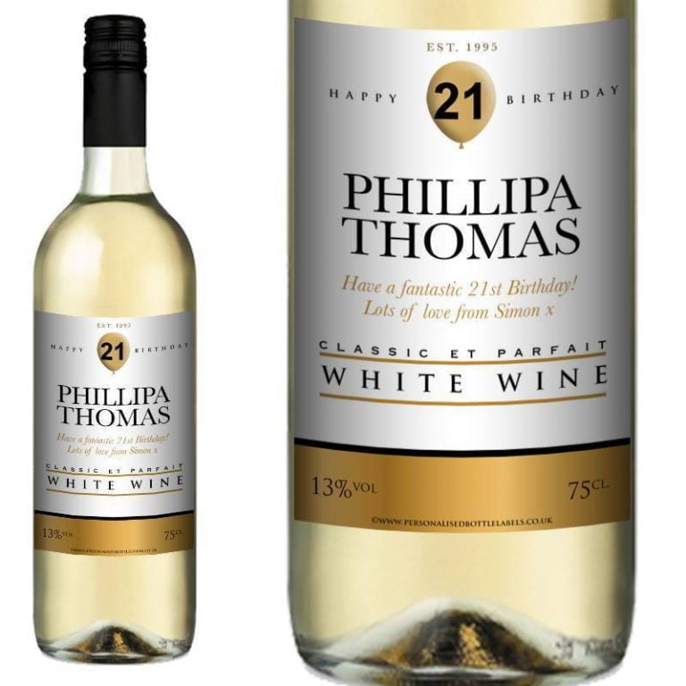 Personalised Birthday White Wine - Balloon | Personalised Bottle Labels